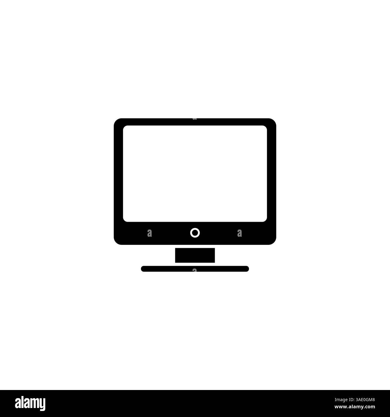computer icon in black on a white background, monitor or personal ...