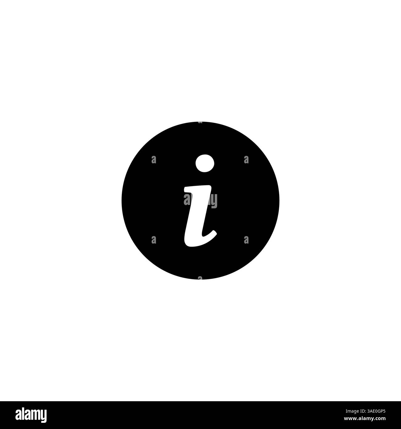 information icon in black on a white background, letter i in a circle ...