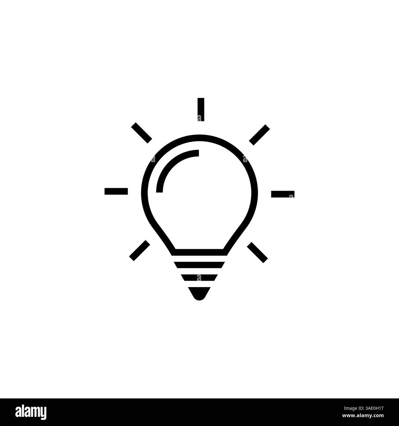 light bulb icon in black on white background, creative idea or eureka ...