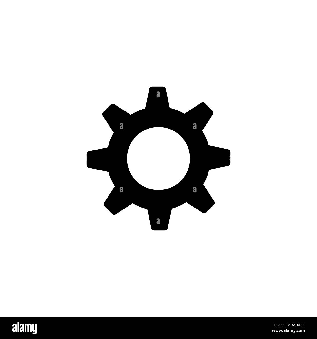 gear icon in black on a white background, part of a mechanism or ...