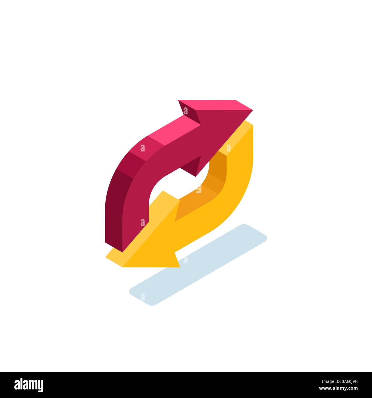 isometric looped arrows icon in color on a white background, exchange ...