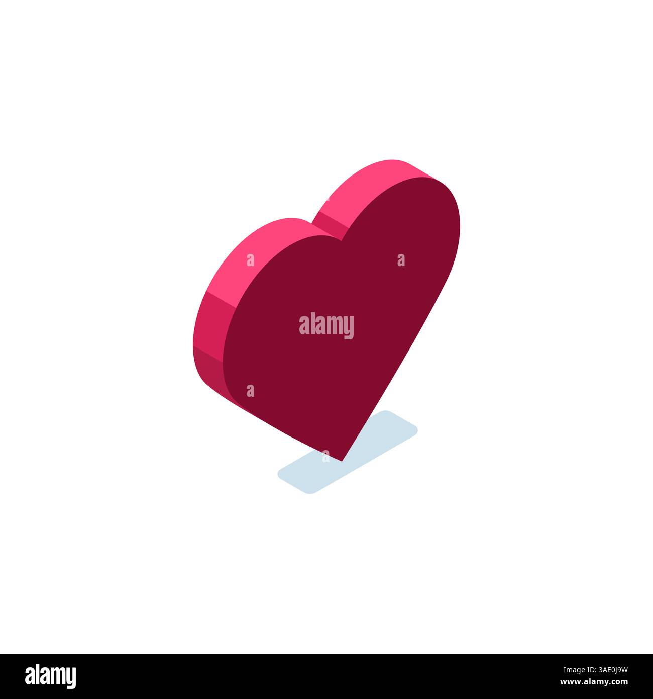 isometric heart icon in red on white background, love or like or ok ...