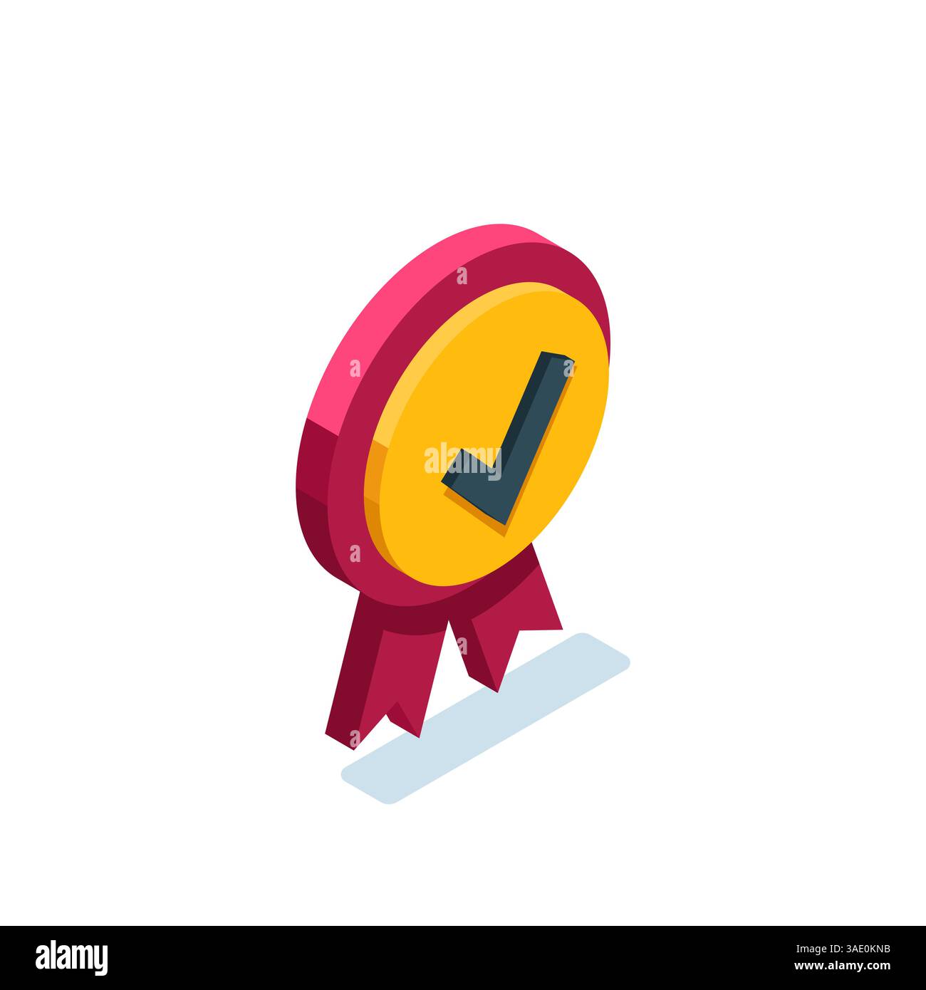 isometric stamp icon with a check mark in color on a white background ...