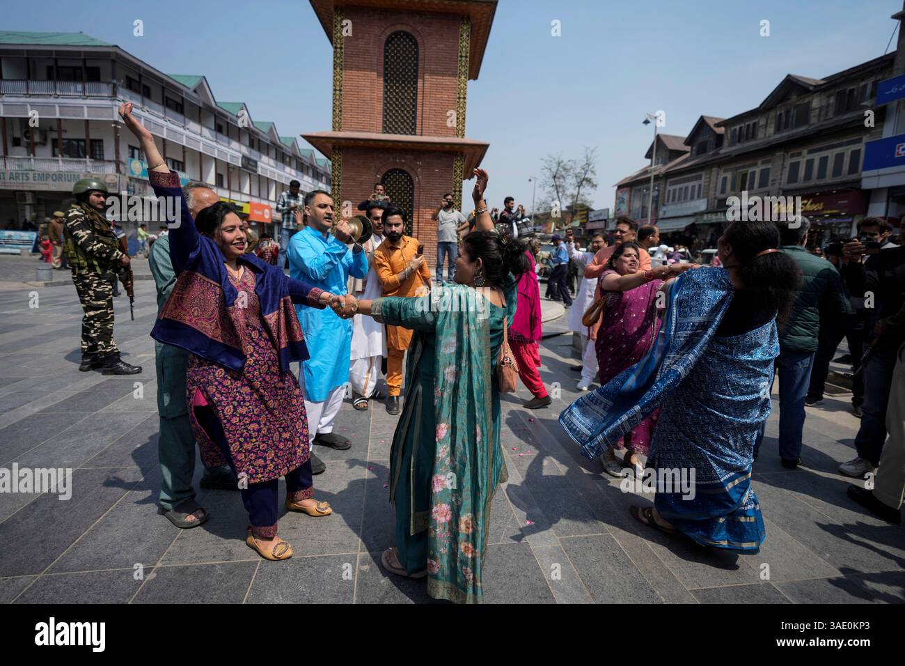 Hindu devotees dance during a procession for the Hindu festival ...