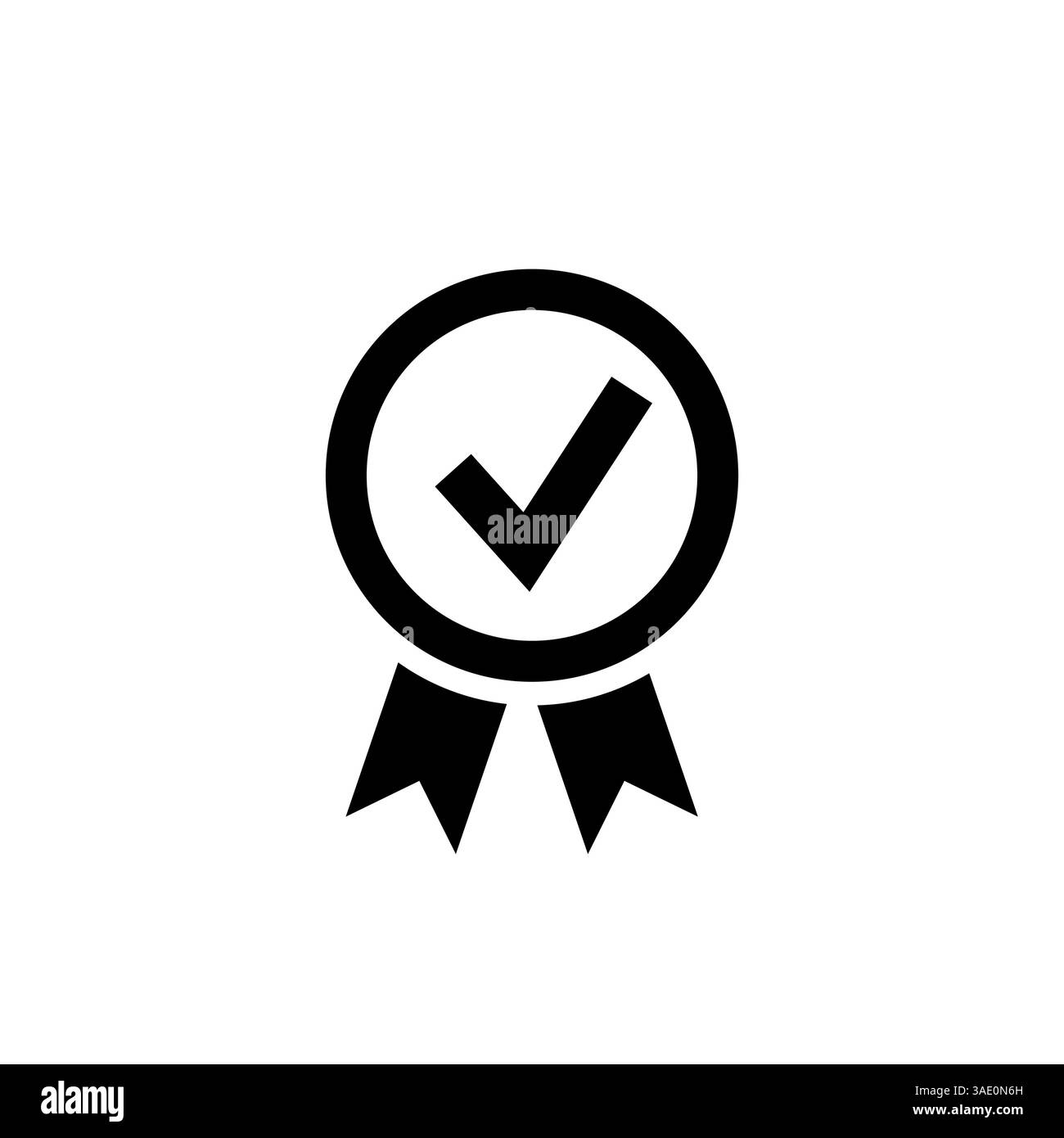 stamp icon with a check mark in black on a white background, quality ...