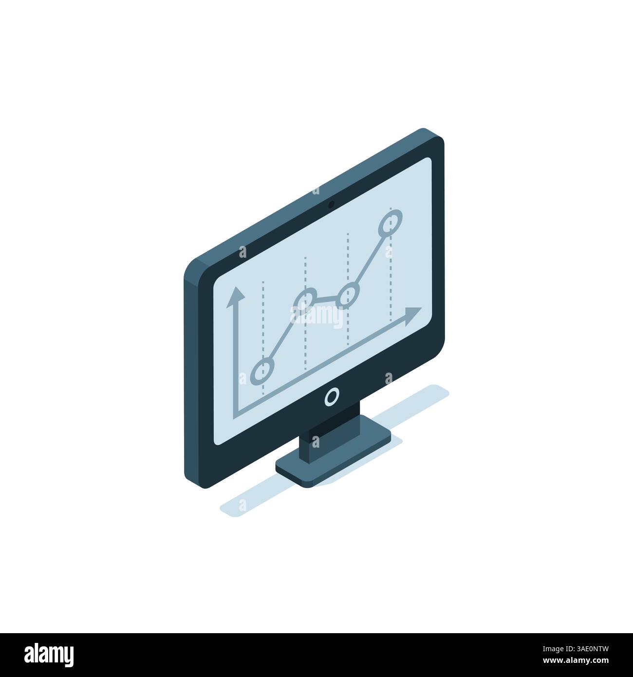 isometric computer icon in black on a white background, monitor or ...