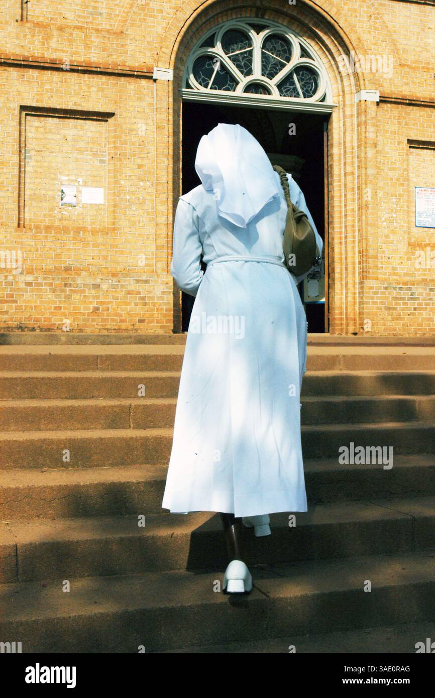 Nuns and Priests arrive for prayer while religion attracts the sellers ...