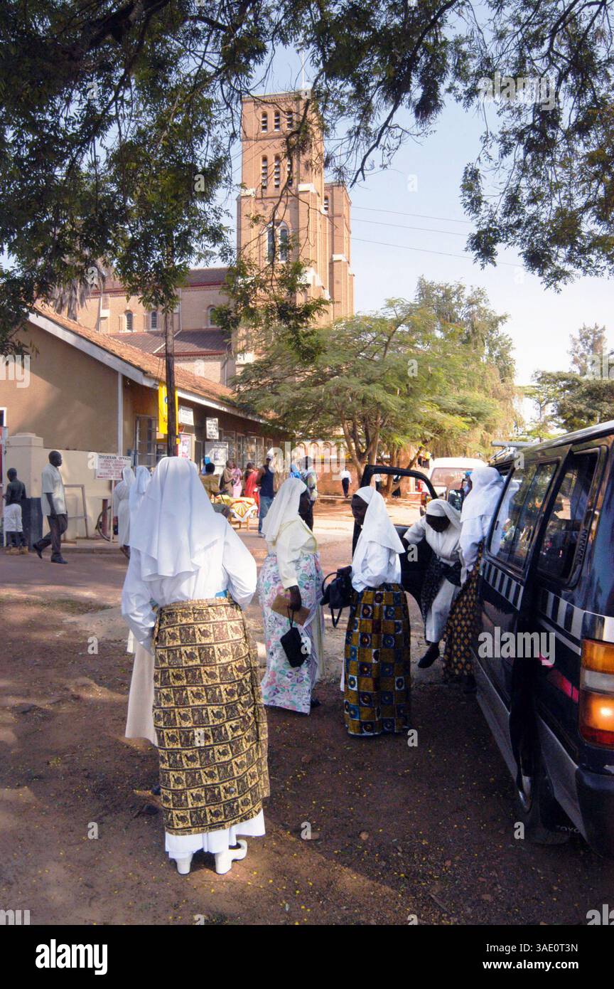 Nuns and Priests arrive for prayer while religion attracts the sellers ...