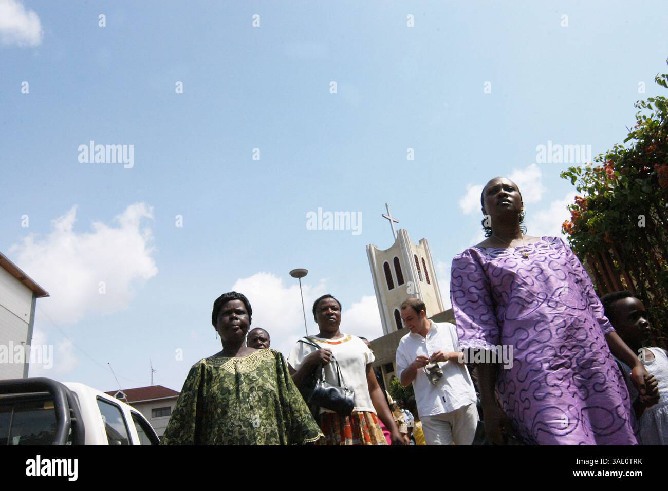 Nuns and Priests arrive for prayer while religion attracts the sellers ...