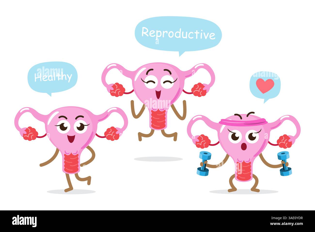 Healthy female reproductive system . Uterus cartoon characters ...