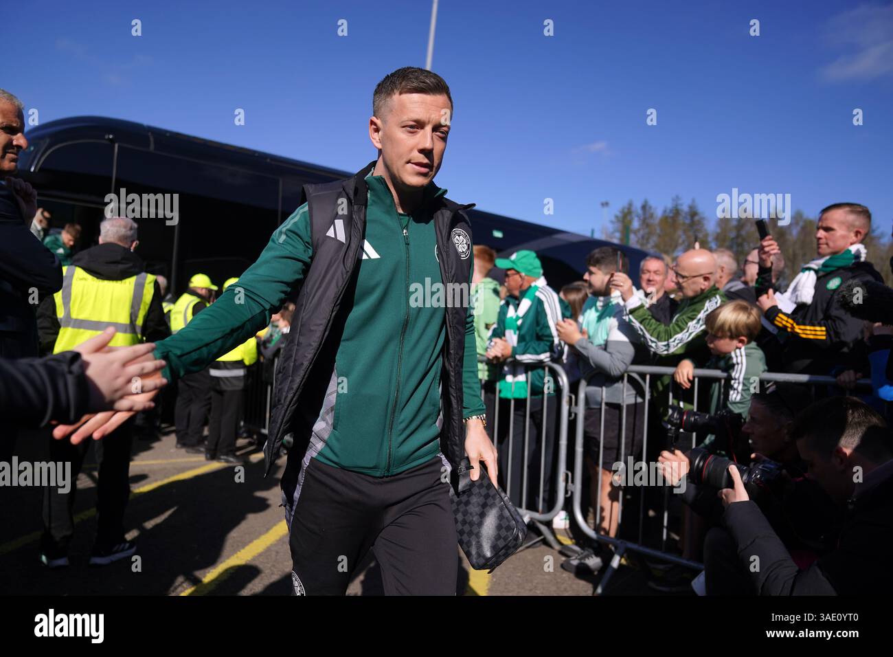 Celtic's Callum McGregor arrives for the William Hill Premiership match ...