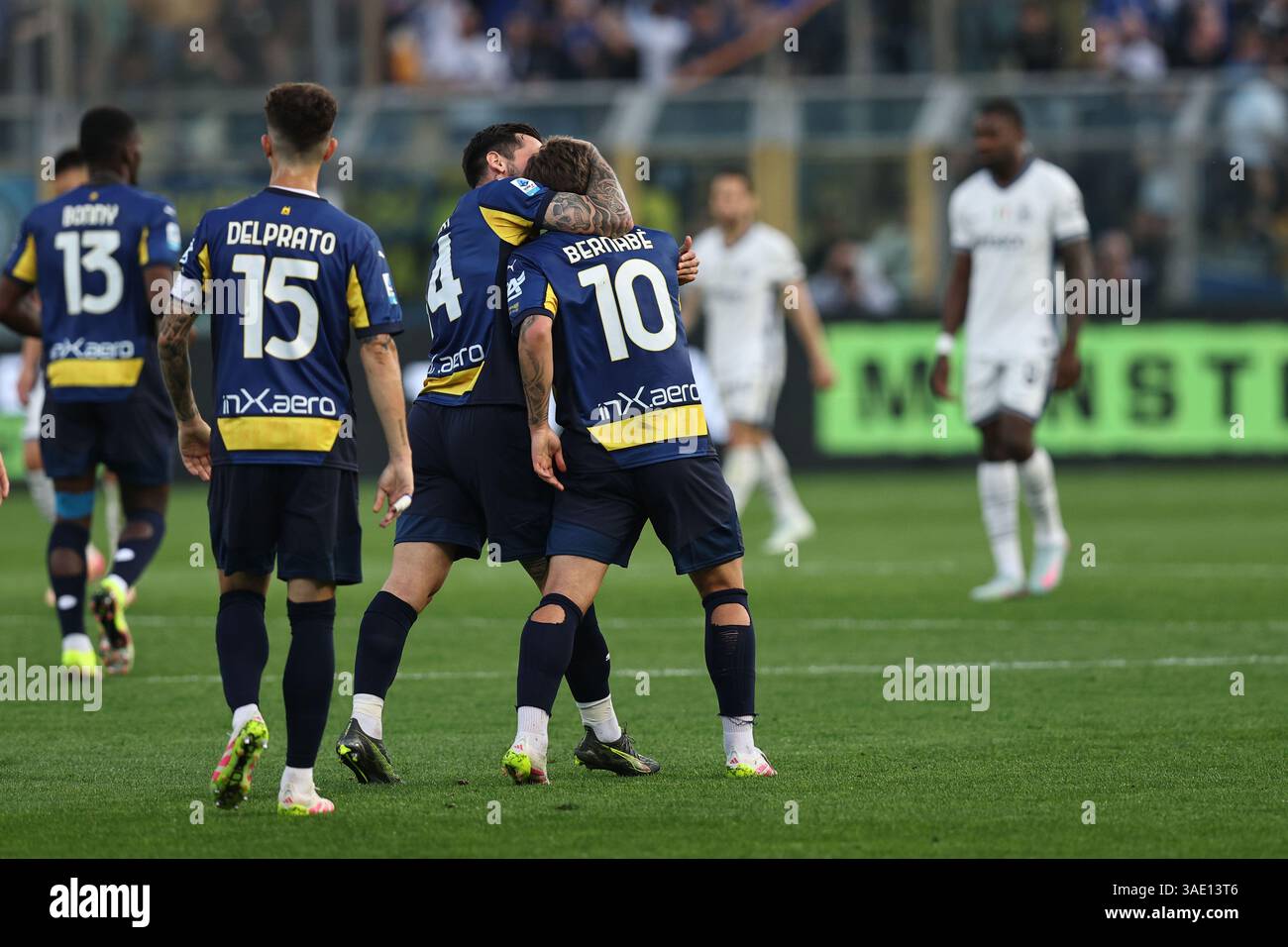 Adrian Bernabe (Parma)Emanuele Valeri (Parma) celebrates after scoring ...
