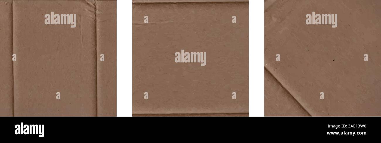 Set of crumpled square cardboard texture. Abstract brown backgrounds ...