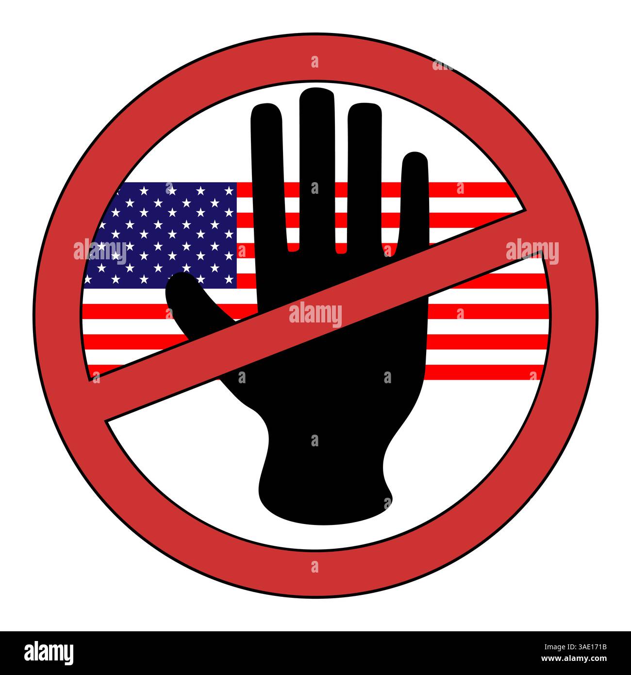 Hand prohibition sign with american flag background Stock Vector Image ...