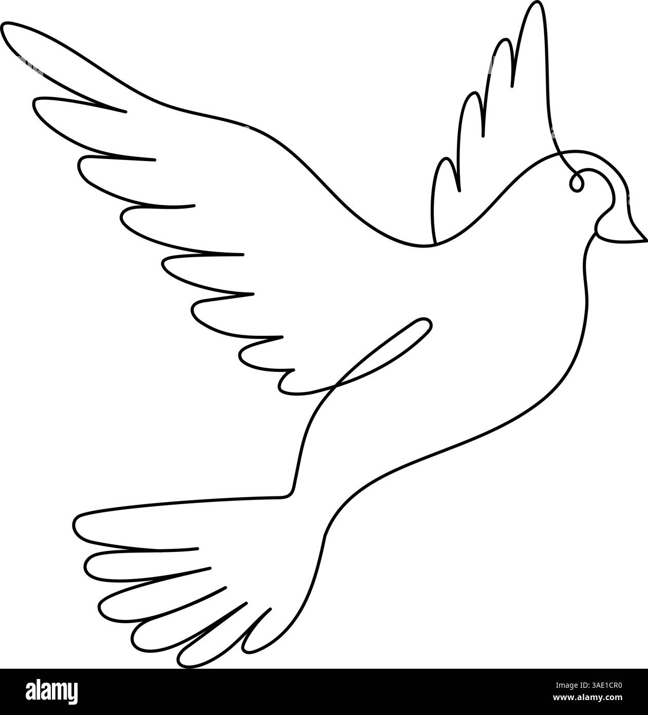 Flying Dove. One Continuous Line. Pigeon Bird Symbol of Peace and ...