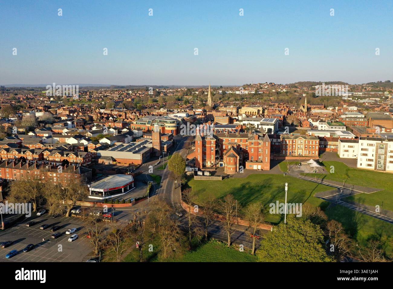 Drone aerial photo of Worcester city centre, showing Worcester ...