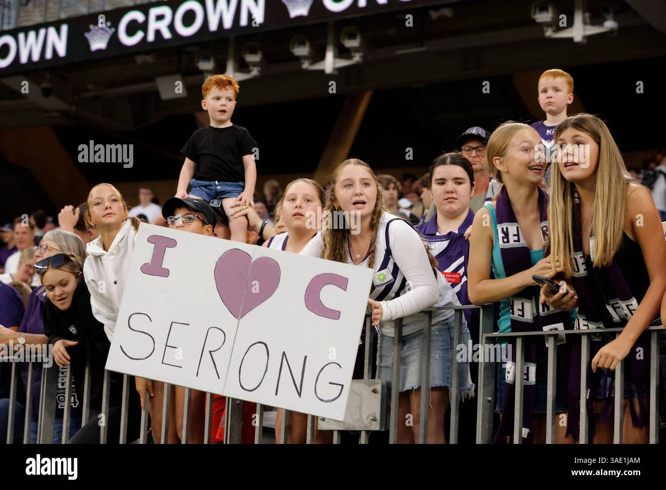 Perth, Australia. 06th Apr, 2025. Dockers fans are seen during the AFL ...