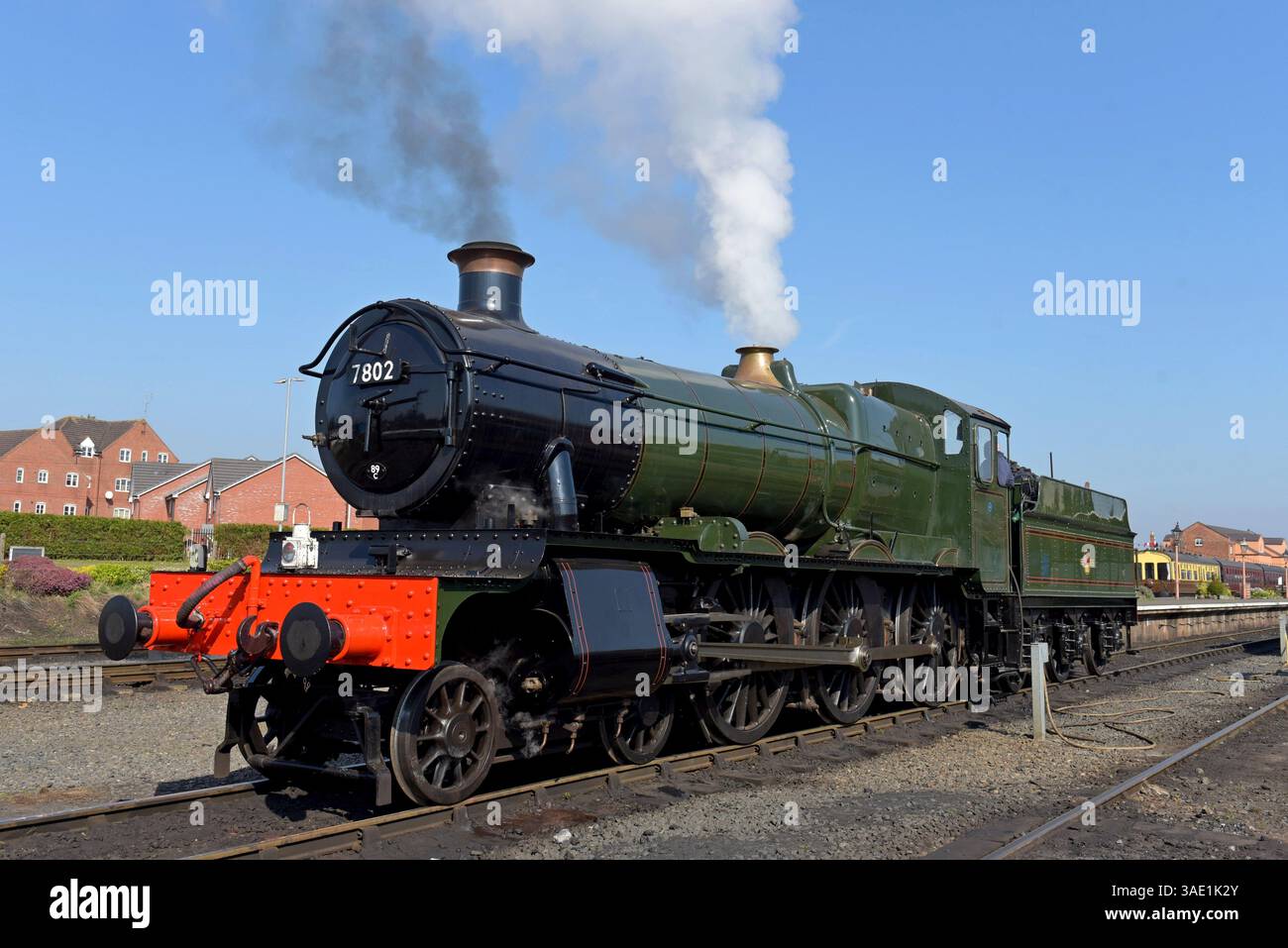 Great Western Railway steam loco 7802 Bradley Manor in steam after a ...