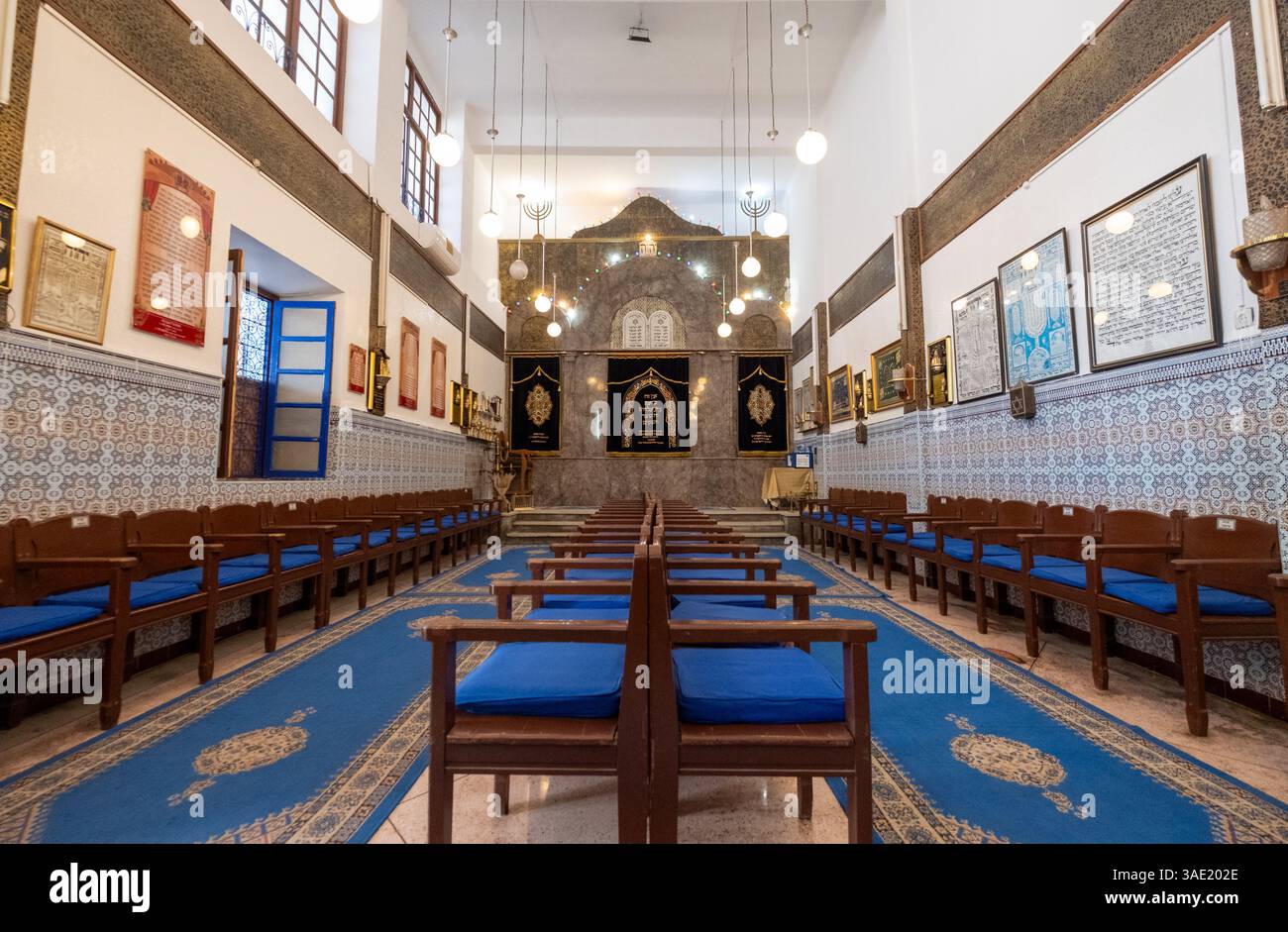 Interior of Prayer Hall at Slat Al Azama Synagogue, also known as ...