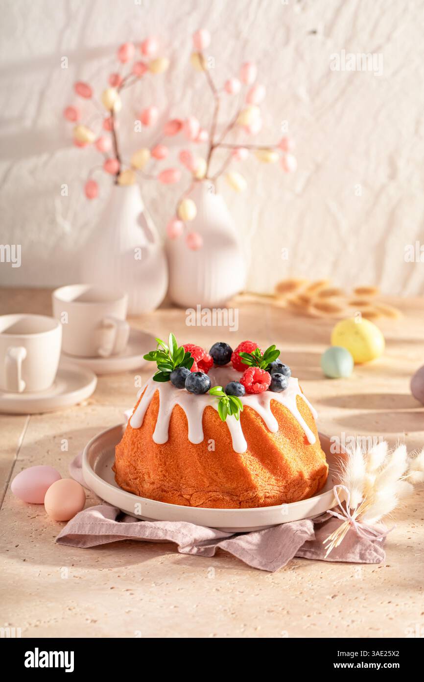 Sweet Easter ring cake as sweet Easter pastry. Cake for Easter holiday ...