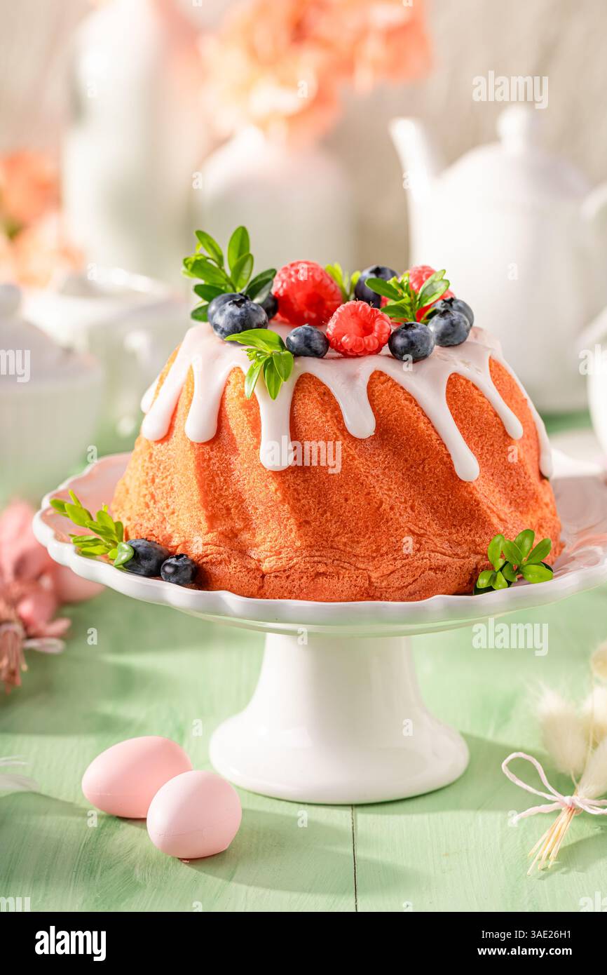 Tasty ring cake for Easter known as babovka cake. Cake, Easter eggs and ...