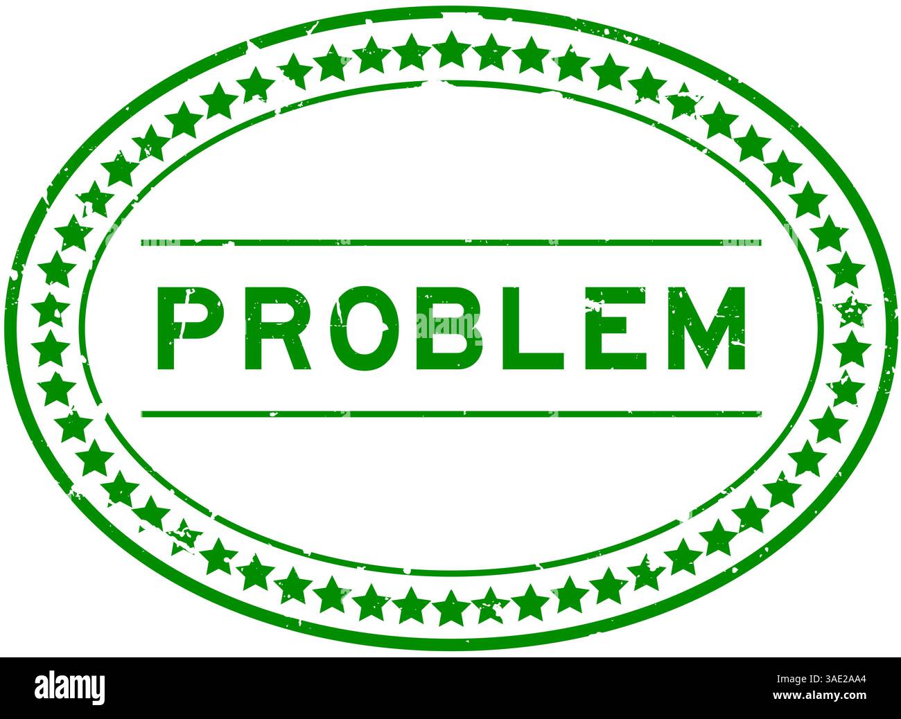 Grunge green problem word oval rubber seal stamp on white background ...