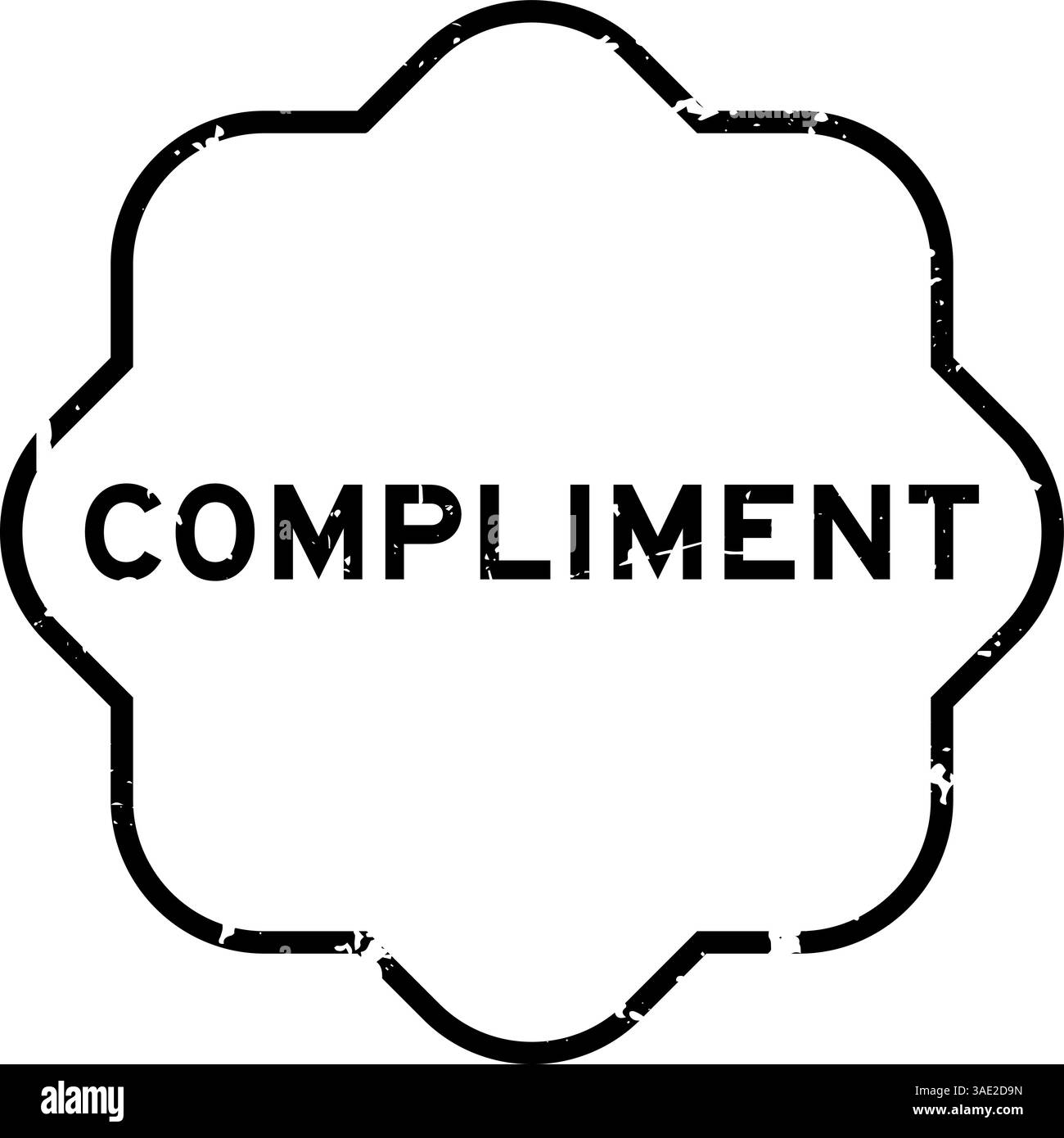 Grunge black compliment word square rubber seal stamp on white ...