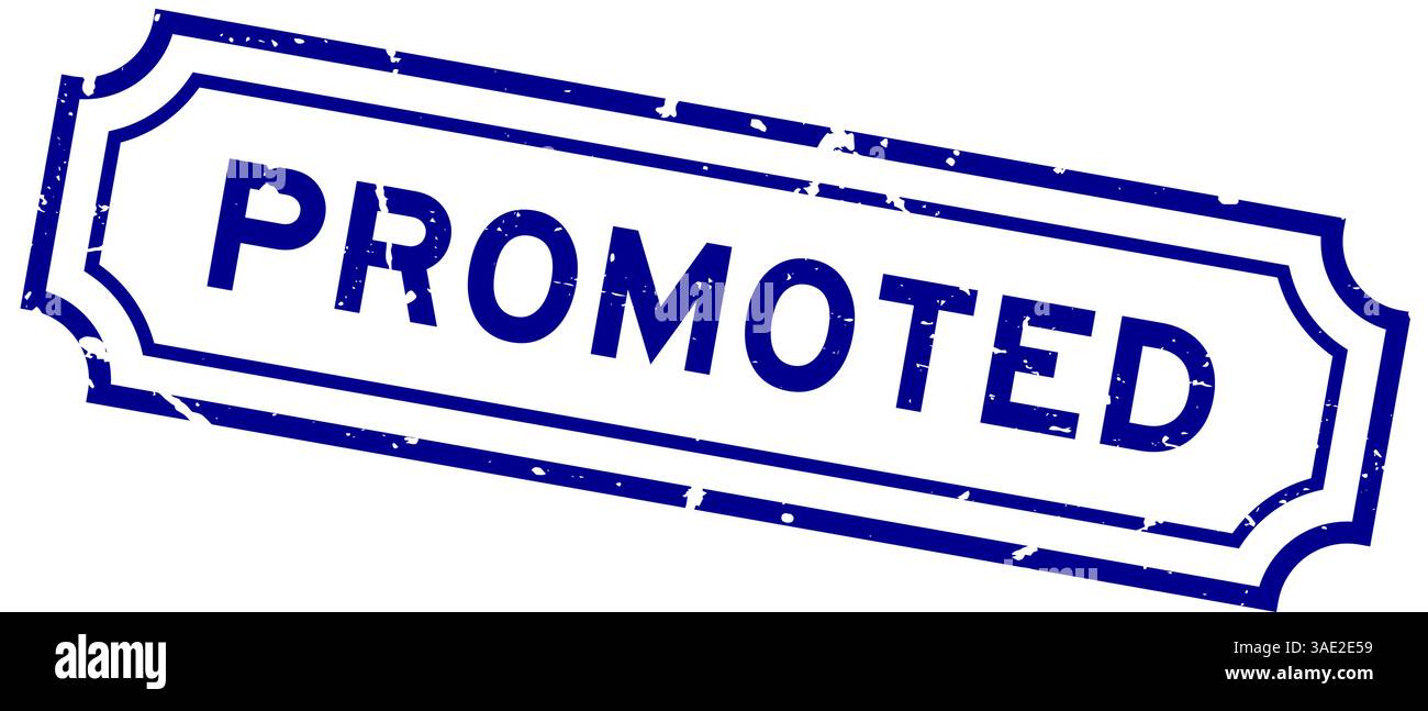 Grunge blue promoted word rubber seal stamp on white background Stock Vector Image & Art - Alamy