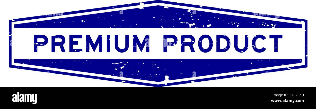 Grunge blue premium product word hexagon rubber seal stamp on white background Stock Vector ...