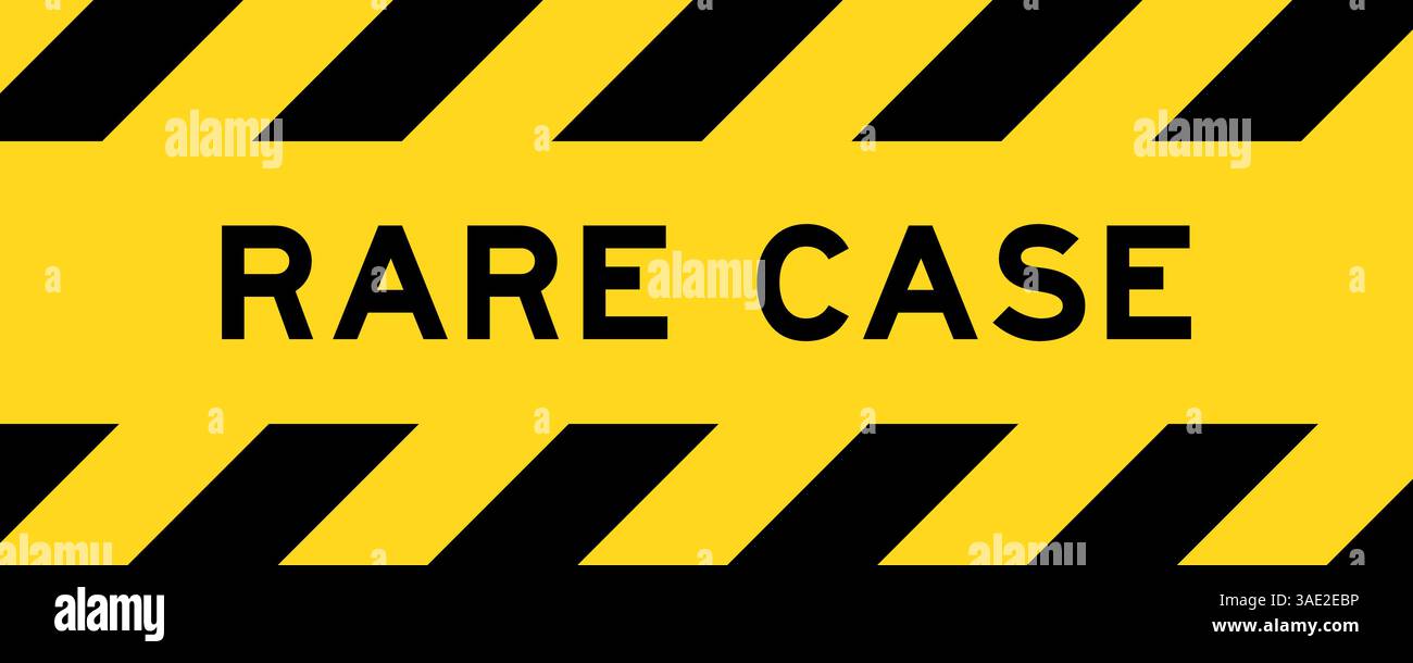 Yellow and black color with line striped label banner with word rare ...