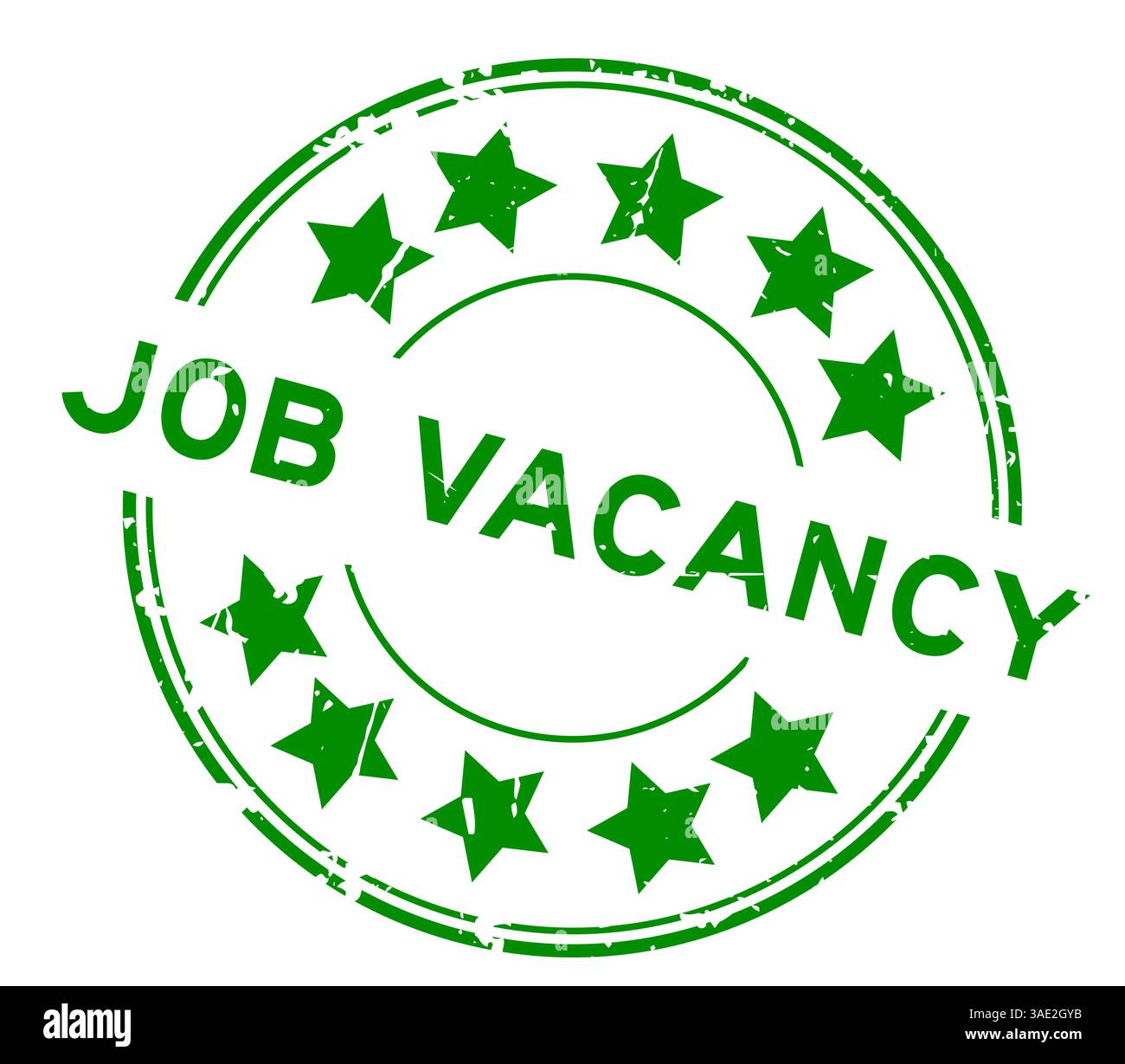 Grunge green job vacancy word with star icon round rubber seal stamp on ...