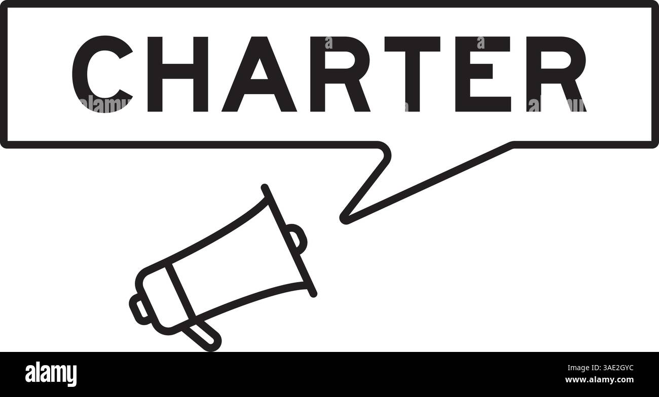 Megaphone icon with speech bubble in word charter on white background ...