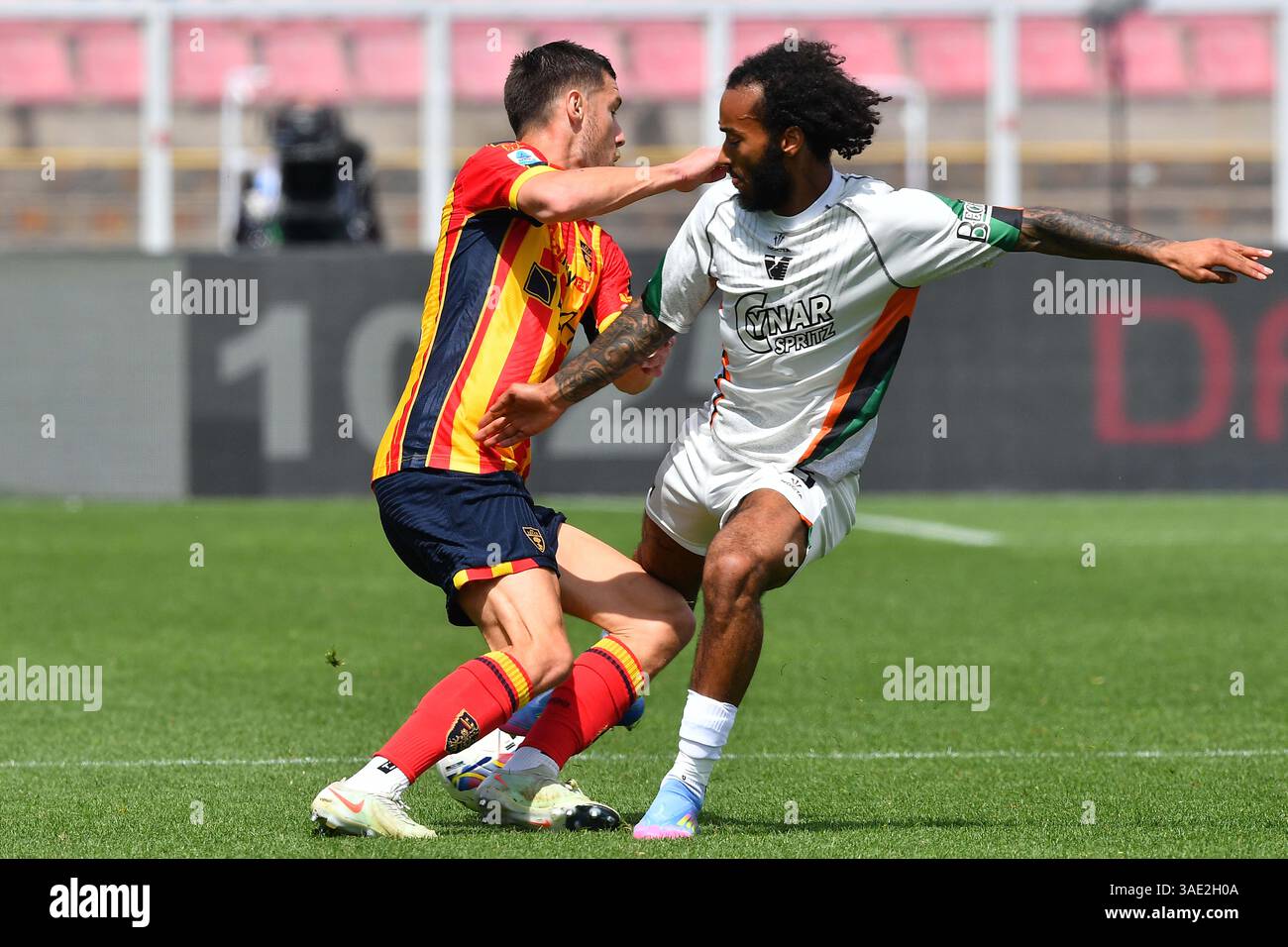 Lecce, Italia. 06th Apr, 2025. lex and vx in action during the Serie A ...