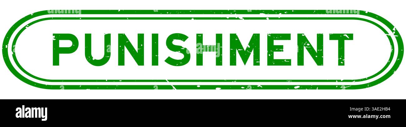 Grunge green punishment word rubber seal stamp on white background ...
