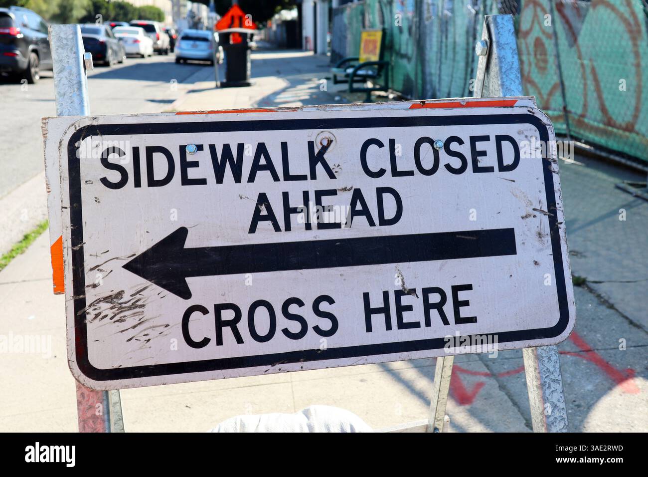 Pedestrian Sidewalk Closed sign indicating alternate walking route ...