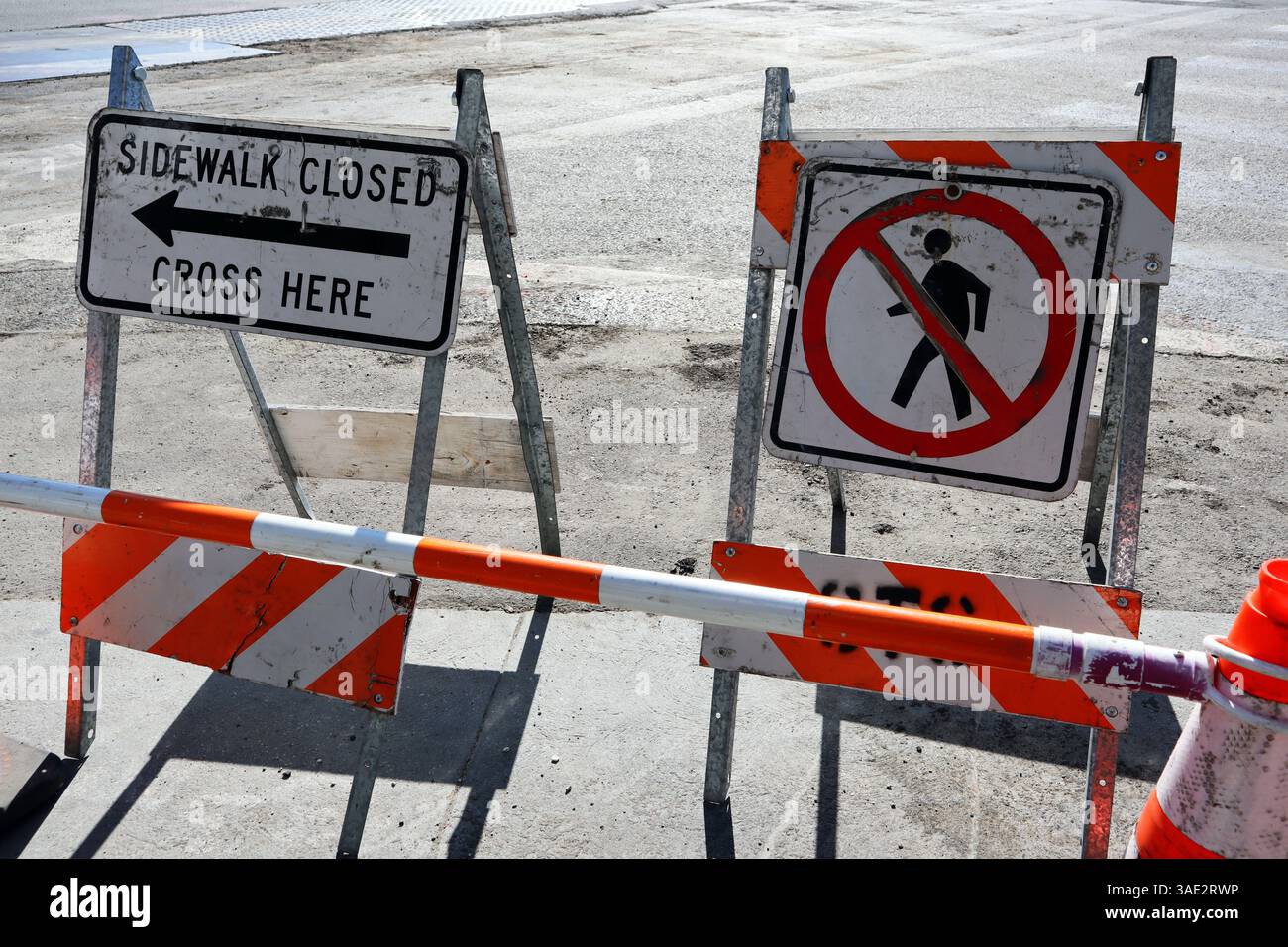 Pedestrian Sidewalk Closed sign indicating alternate walking route ...