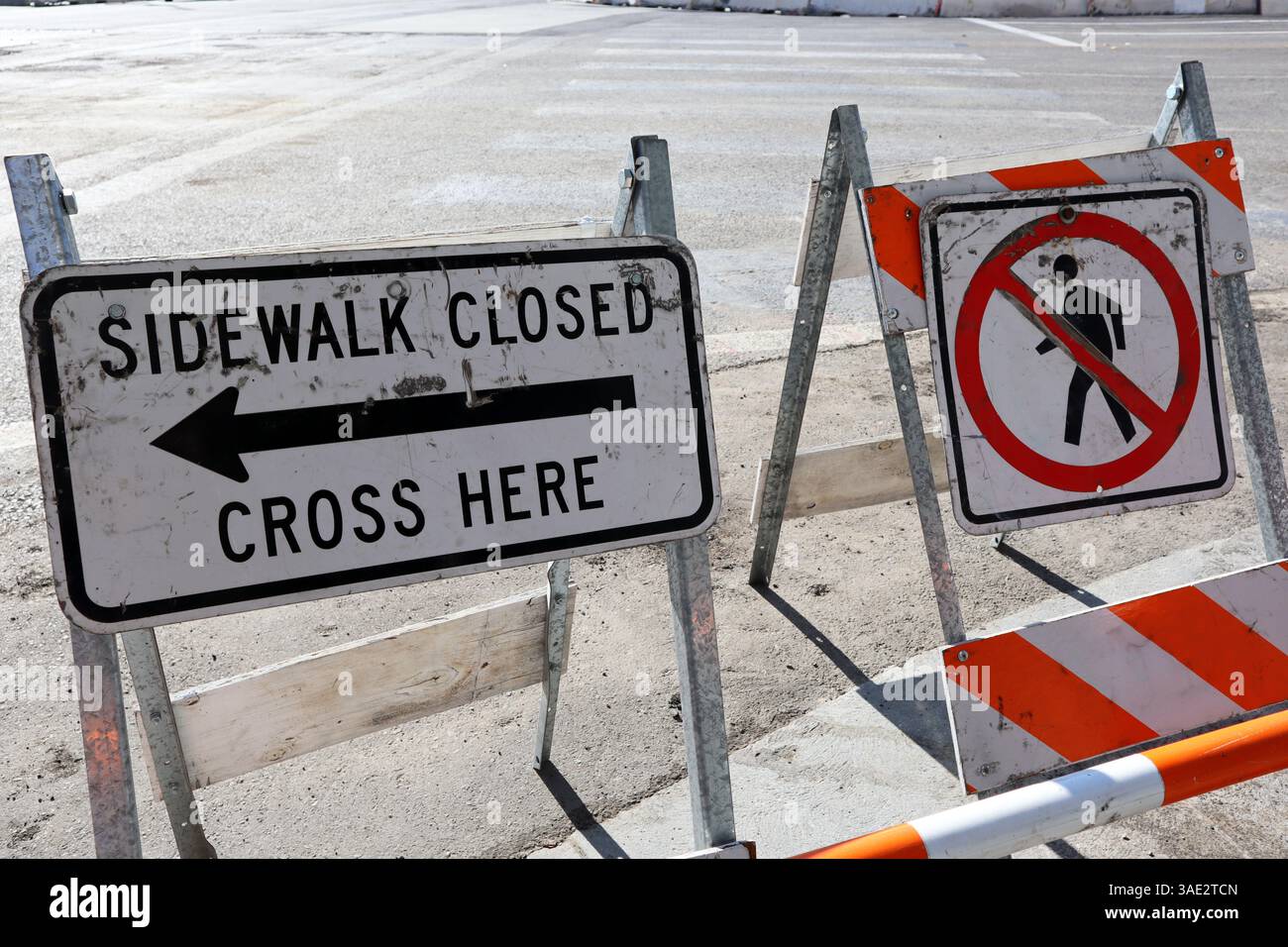 Pedestrian Sidewalk Closed sign indicating alternate walking route ...
