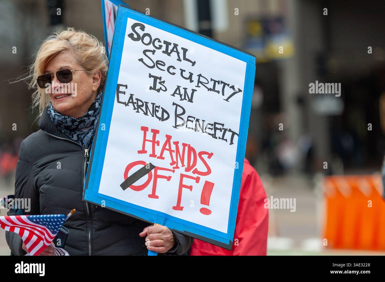 Hands Off! Rally at Boston City Hall Plaza, organized by Mass 50501, as ...