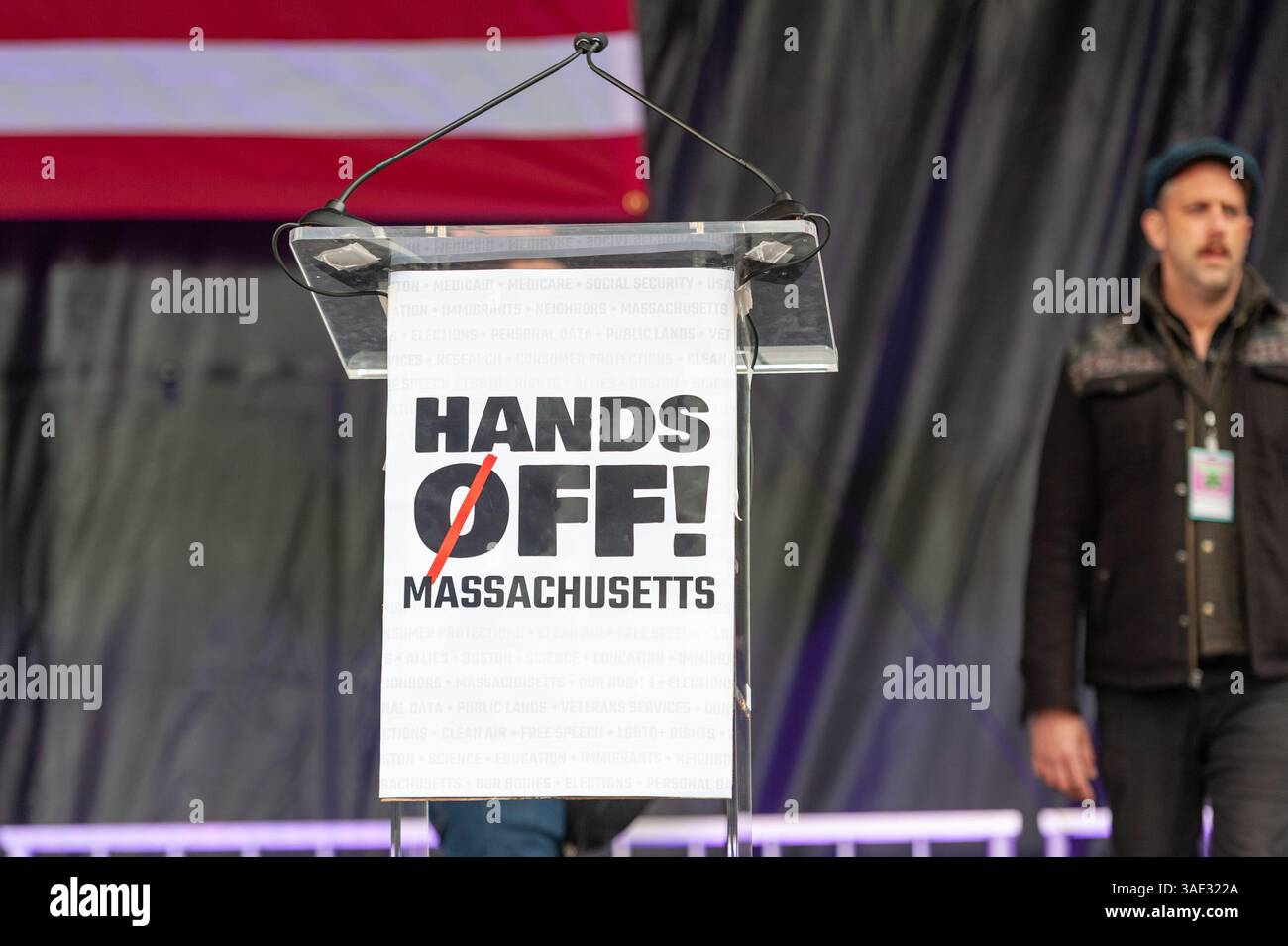 Hands Off! Rally at Boston City Hall Plaza, organized by Mass 50501, as ...