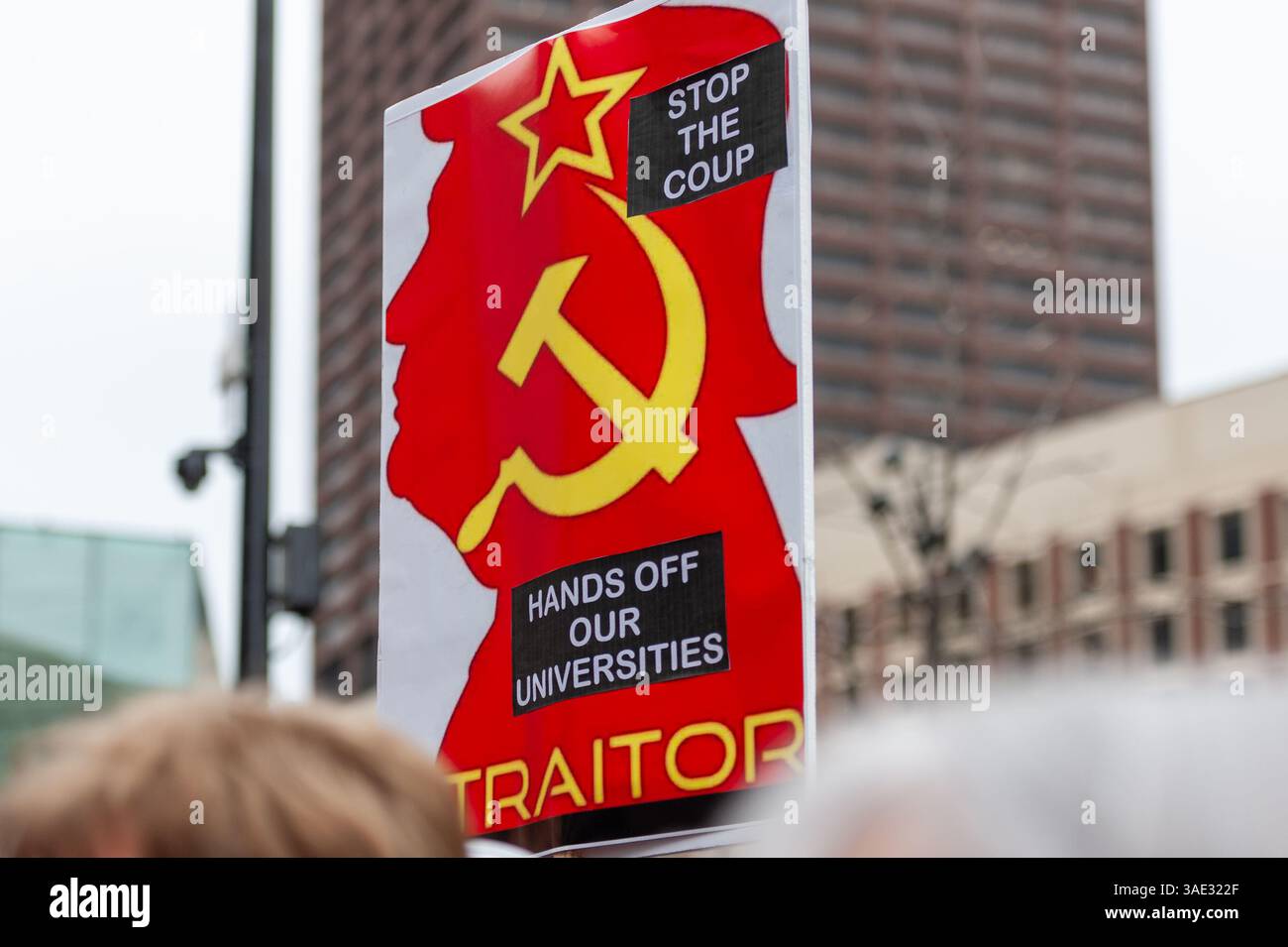 Hands Off! Rally at Boston City Hall Plaza, organized by Mass 50501, as ...