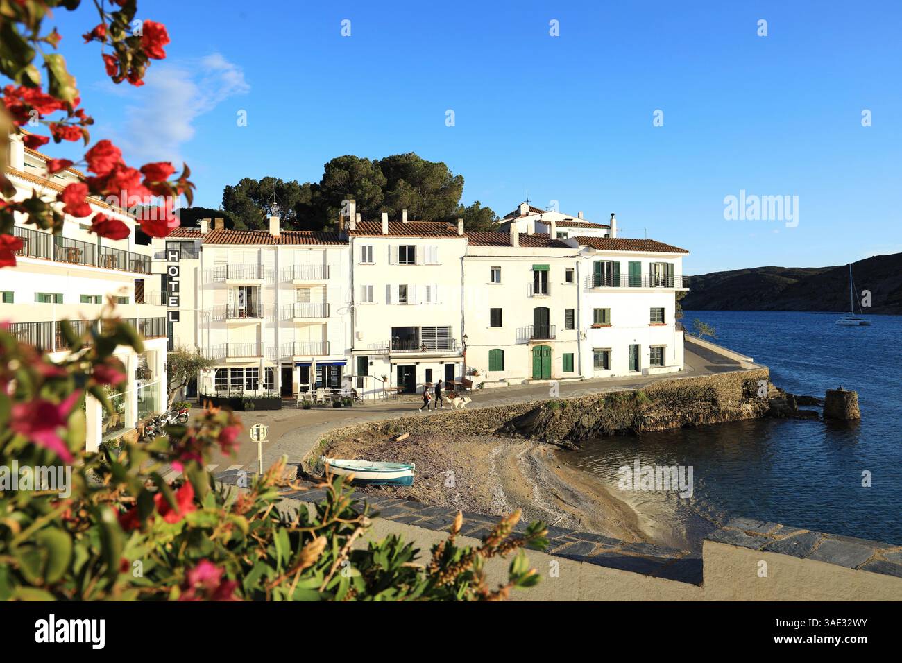 View of Cadaqués, a Mediterranean seaside town in springtime featuring ...