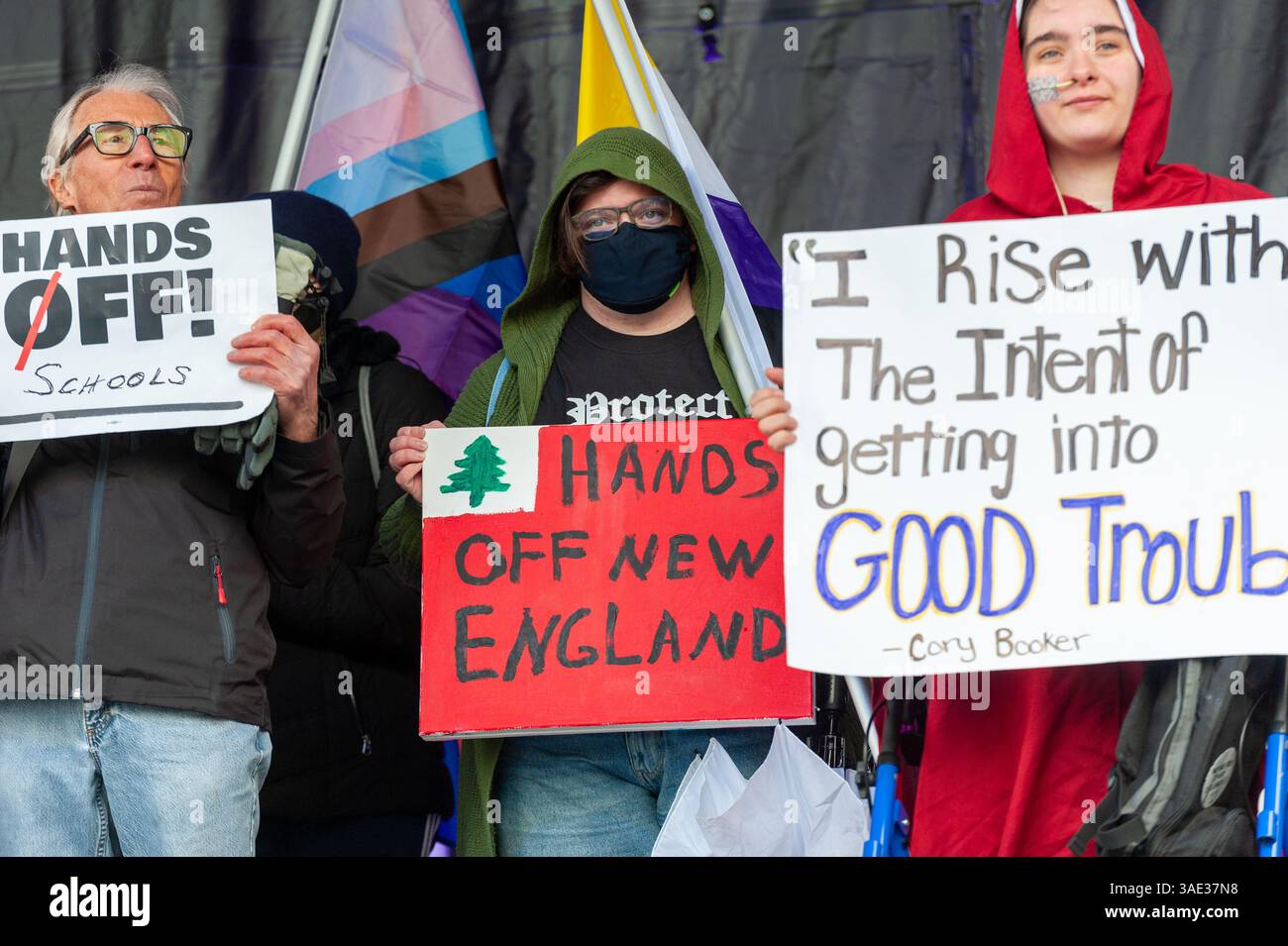 Hands Off! Rally at Boston City Hall Plaza, organized by Mass 50501, as ...