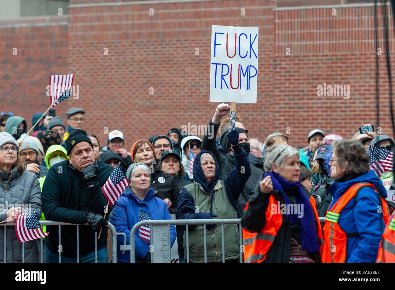 Hands Off! Rally at Boston City Hall Plaza, organized by Mass 50501, as ...