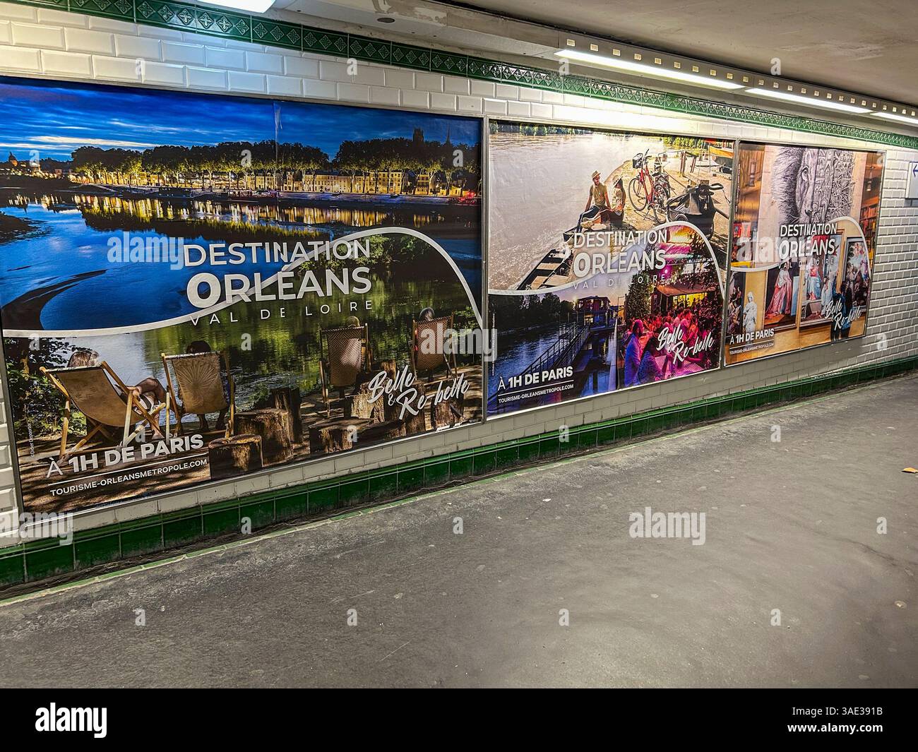 Paris, France, French Travel Posters on Display in Hall of Paris Metro ...