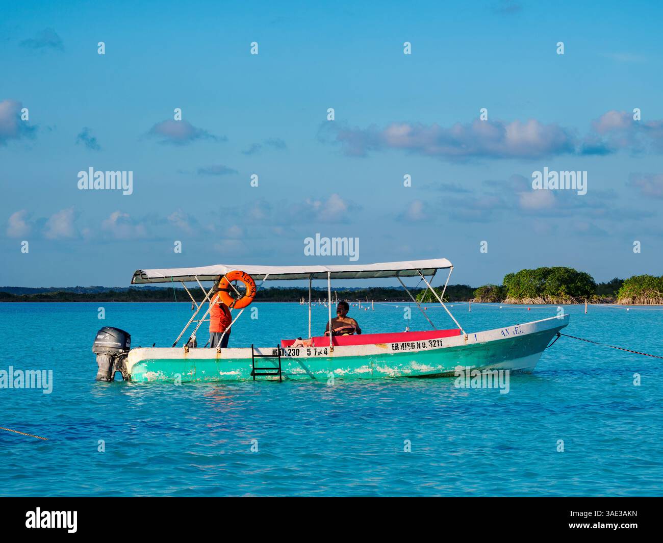Boat tour at the Bacalar Lagoon, Bacalar, Quintana Roo State, Mexico ...