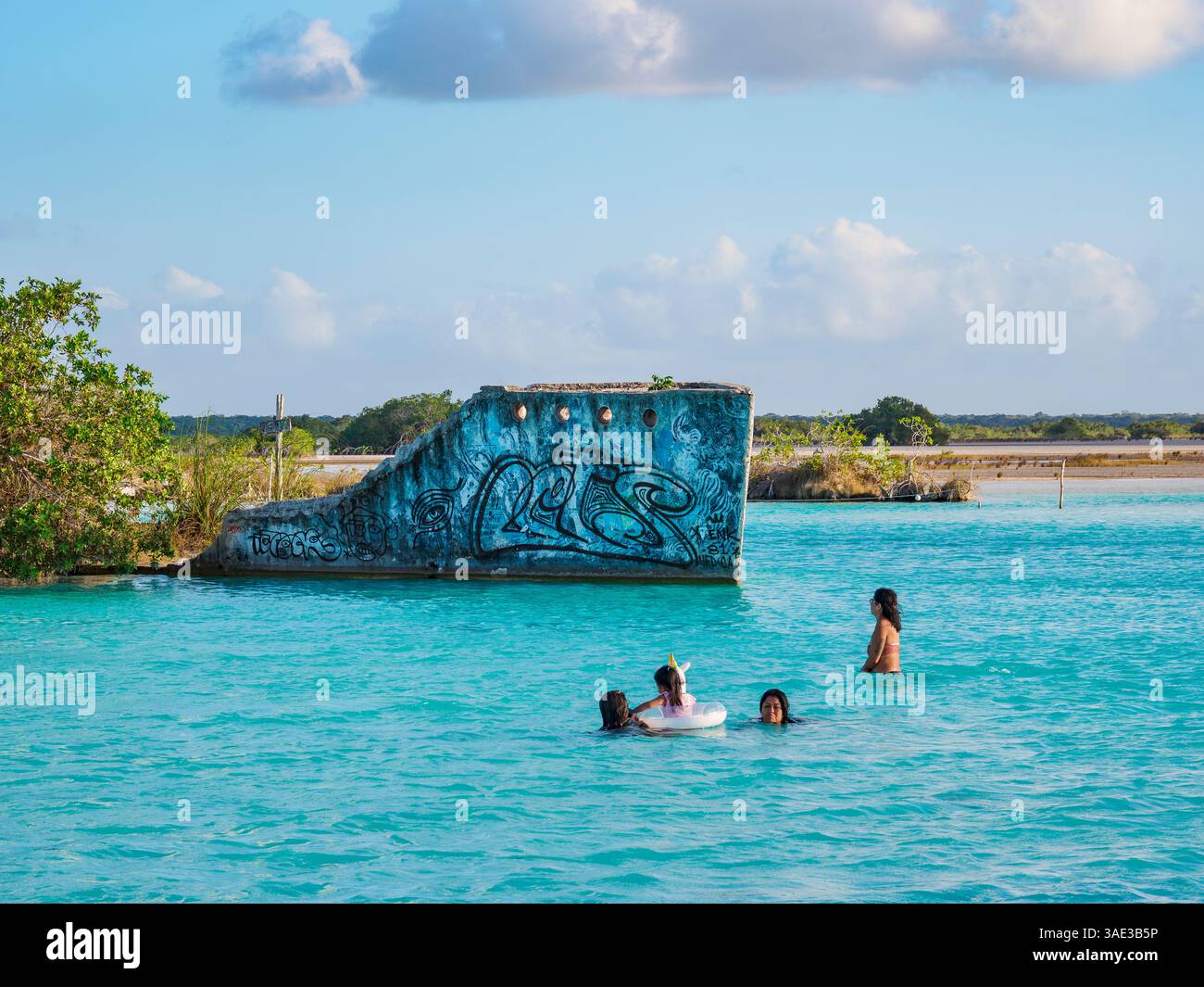 Shipwreck Restaurant Ruins at the entrance to the Pirate Canal, Bacalar ...