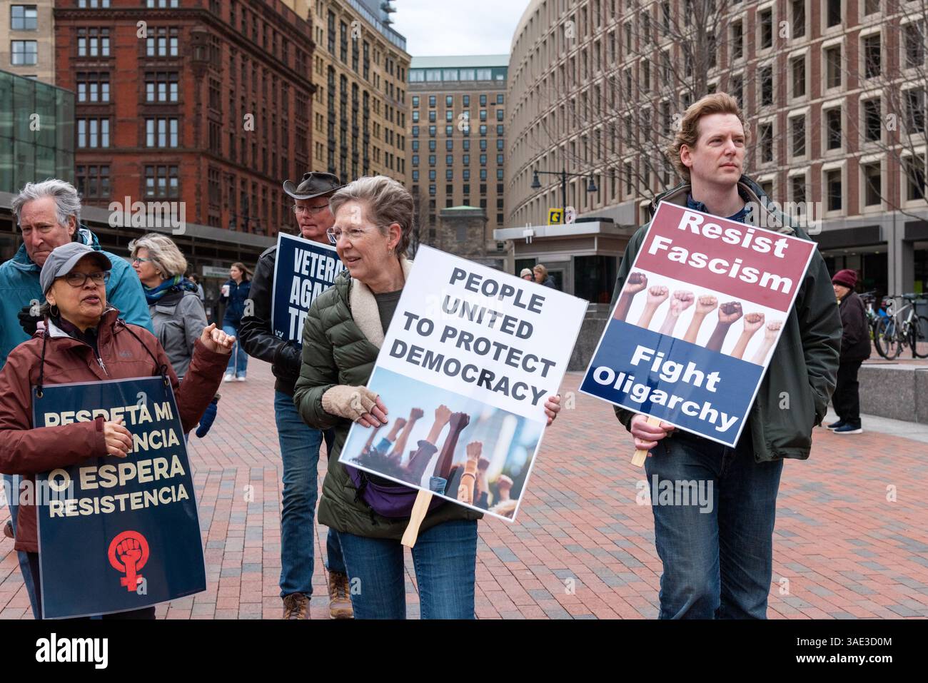 Hands Off! Rally at Boston City Hall Plaza, organized by Mass 50501, as ...