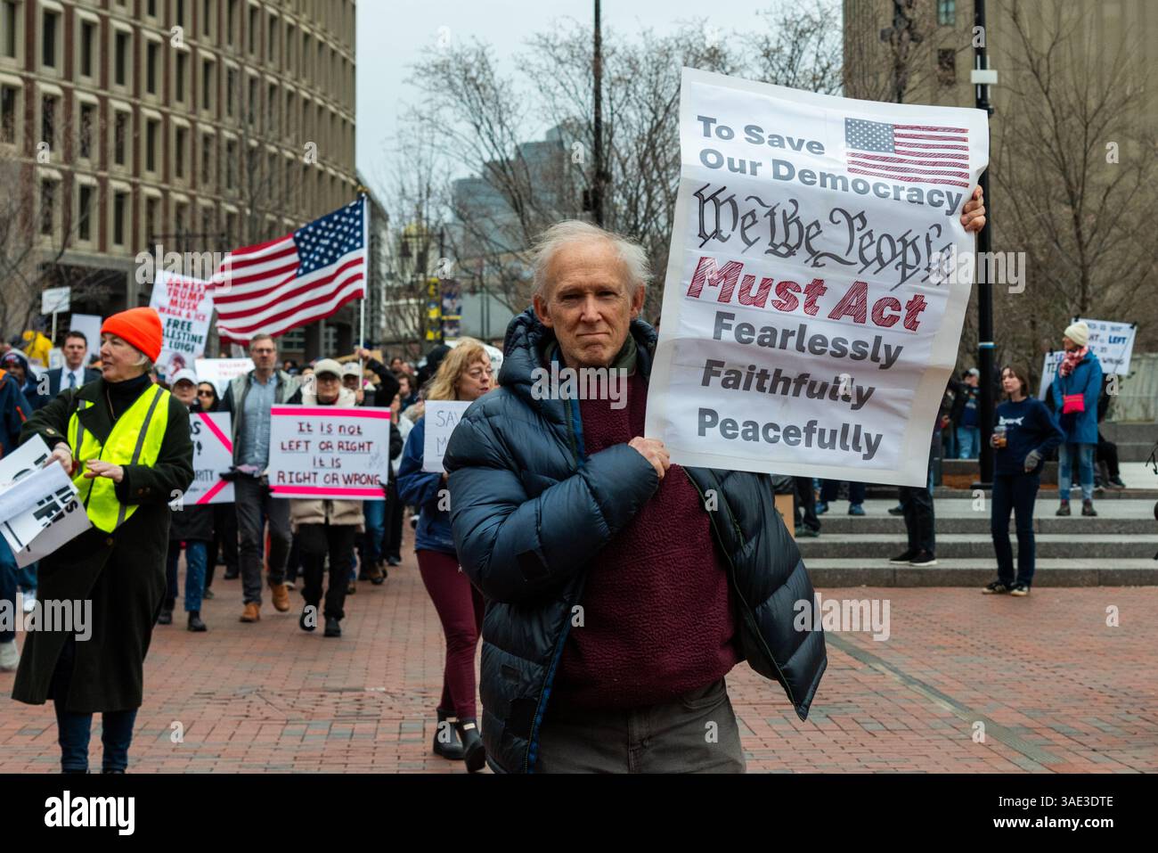 Hands Off! Rally at Boston City Hall Plaza, organized by Mass 50501, as ...
