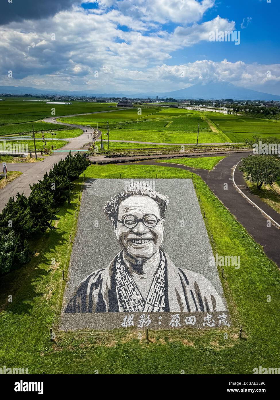 rice field art Inakadate Village Observatory, in Aomori, Japan. High ...