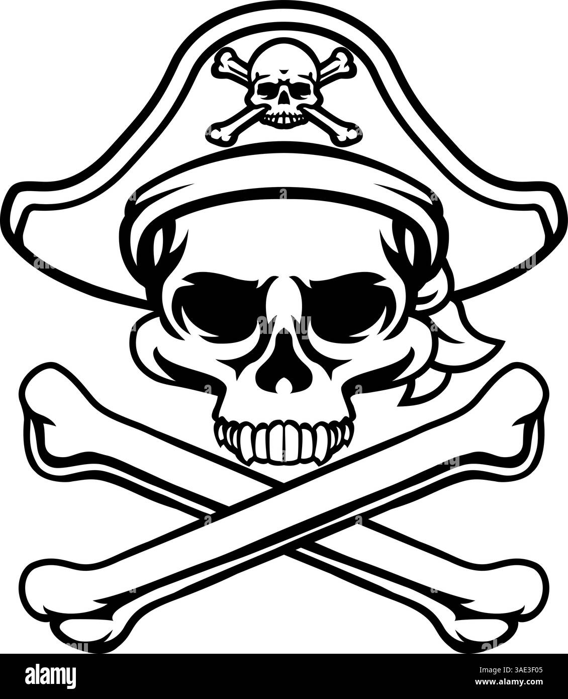 Pirate Hat Skull and Crossbones Cartoon Stock Vector Image & Art - Alamy